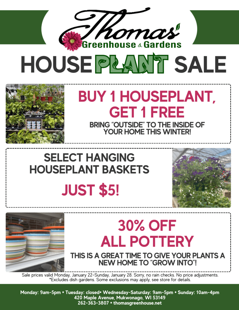 Garden Center Houseplant Sale • Thomas Greenhouse & Gardens